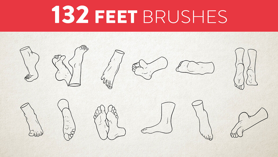 132 Feet Brushes for Photoshop and Procreate