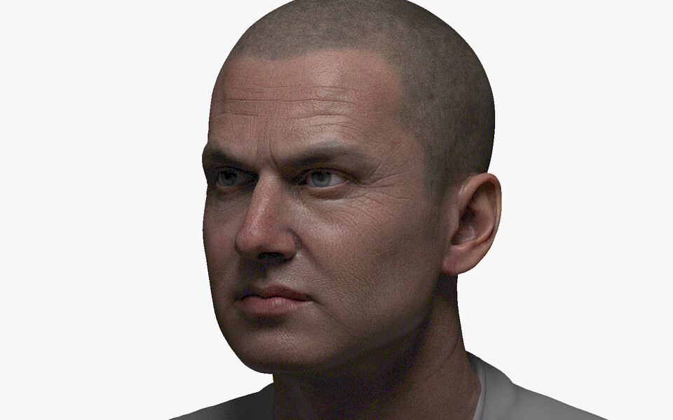 Game Animation Ready Male Face with 8K textures