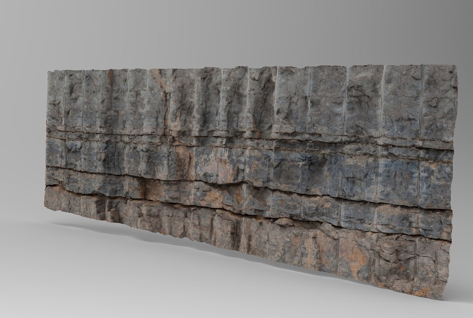 8K Cliff-Side Rock Formation 06 Low-Poly Scan 3D