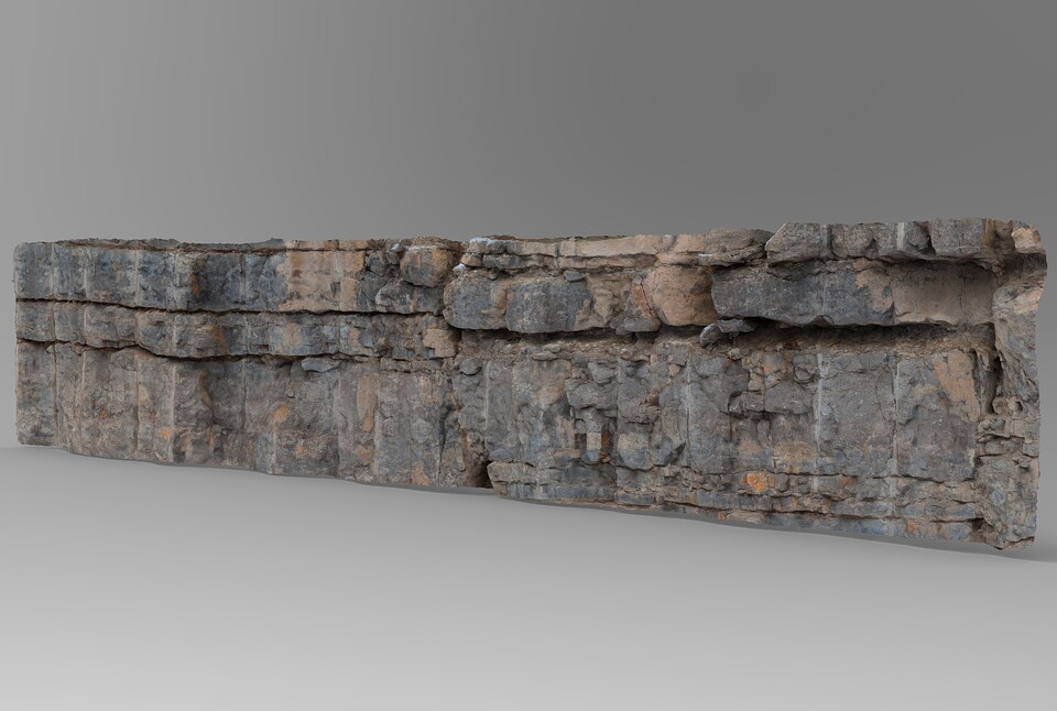 8K Cliff-Side Rock Formation 07 Low-Poly Scan 3D