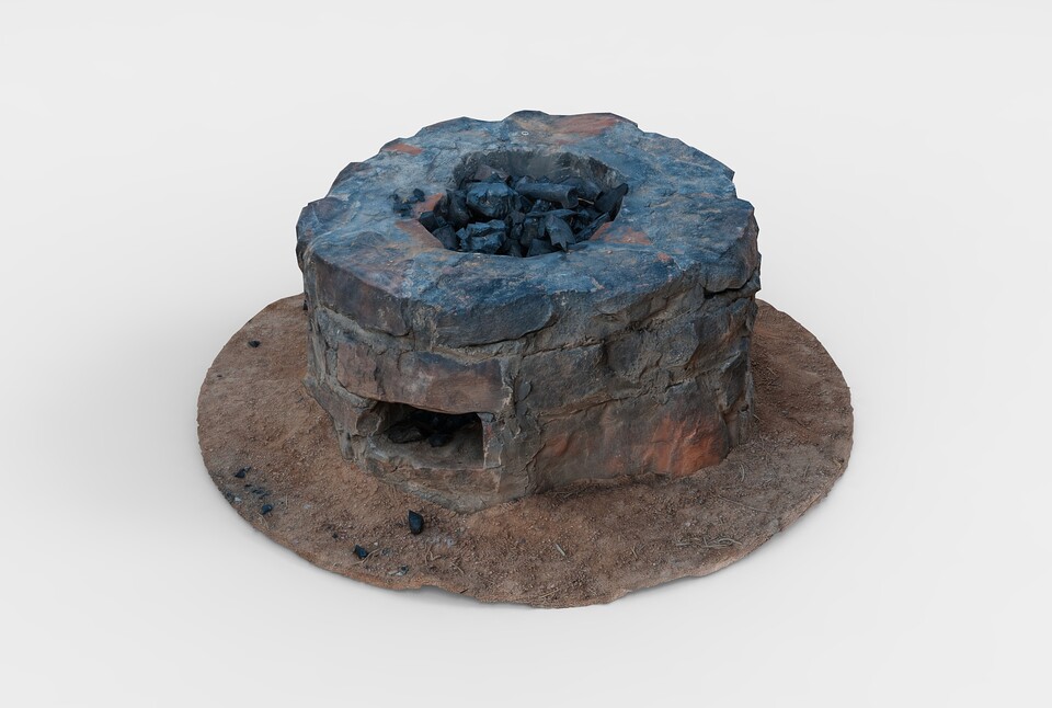 8K Rock Fire Pit 01 Low-Poly Scan 3D