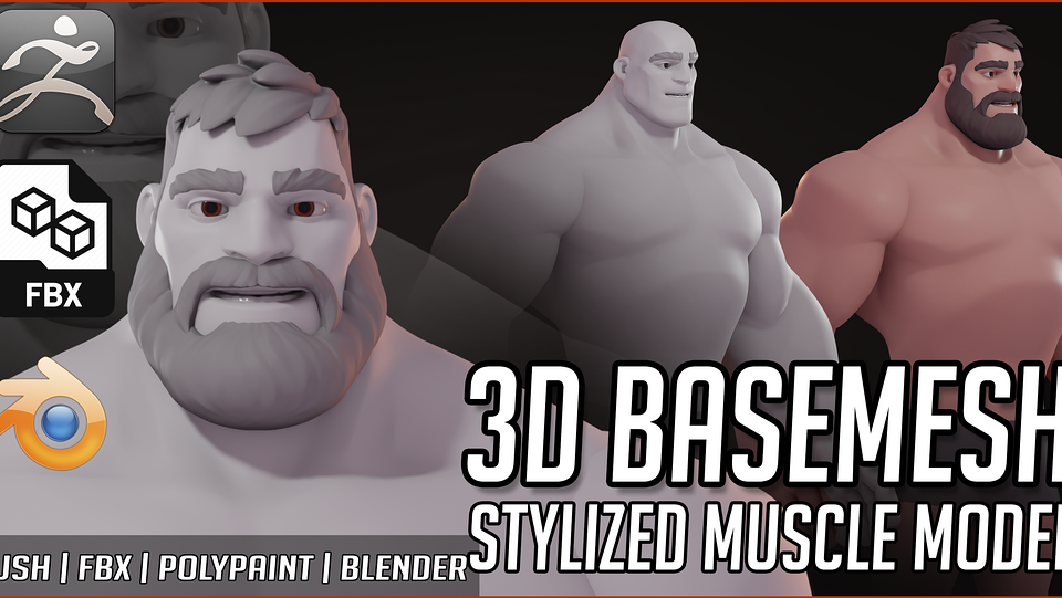 Basemesh LEONIDAS Muscle Stylized Male