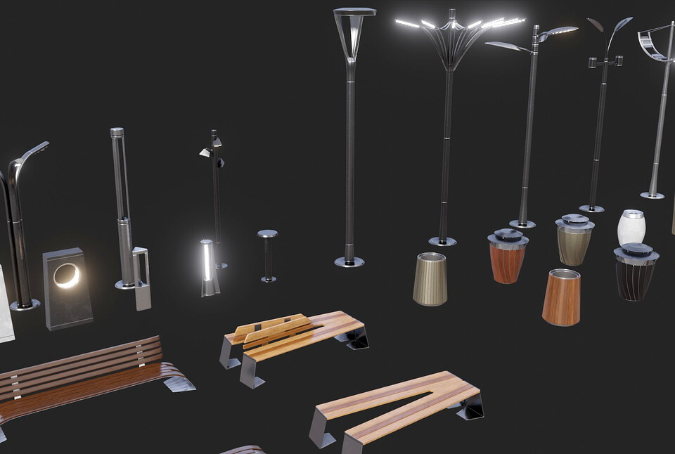 Modern Street Objects 3D Asset Pack