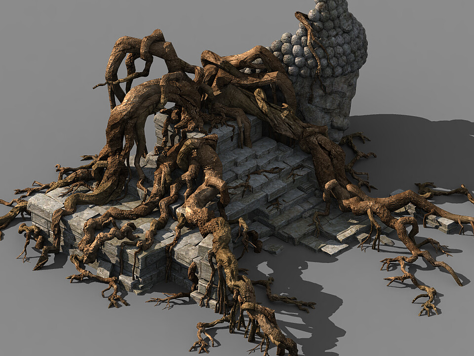 Stone Building-Stone Statue-Big Tree Root 05