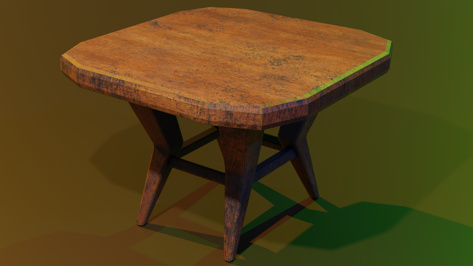 A wooden chair with scuffs and abrasions