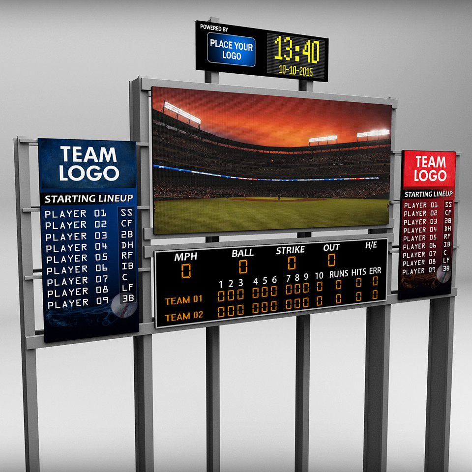 Baseball stadium scoreboard low poly