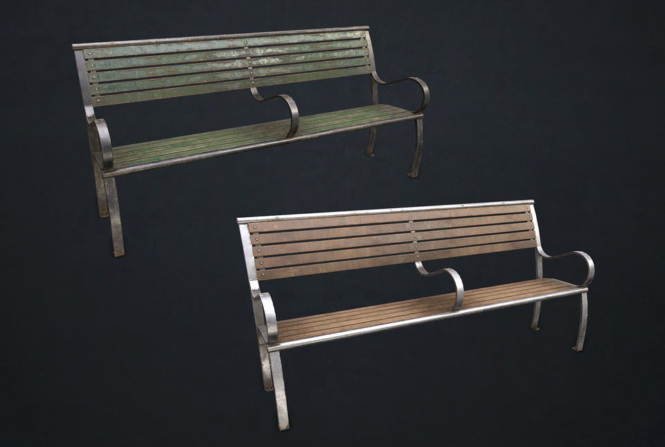 Street Bench - Low Poly