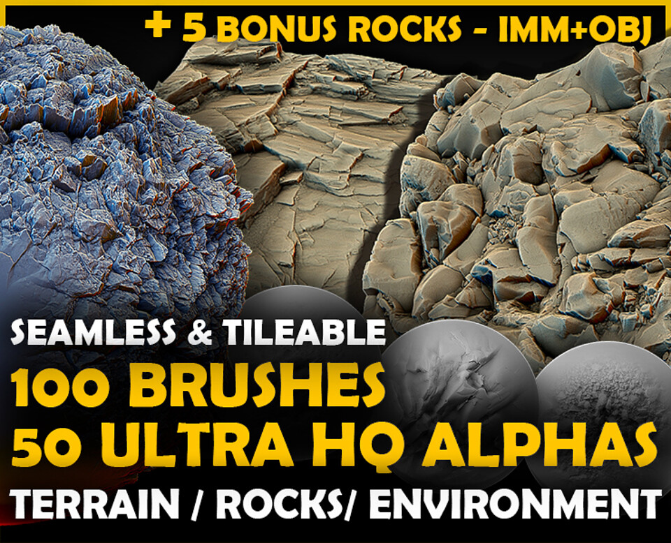 Ultra HQ Terrain Seamless Zbrush brushes/Alphas
