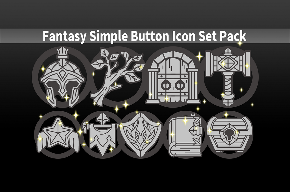 Fantasy Simple Button Icon Set Pack