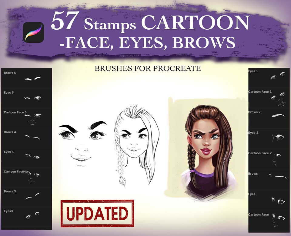 Cartoon Face Eyes Brows Brushes For Procreate