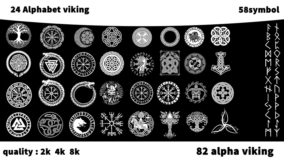 84 alpha symbols viking + Alphabet viking 8k