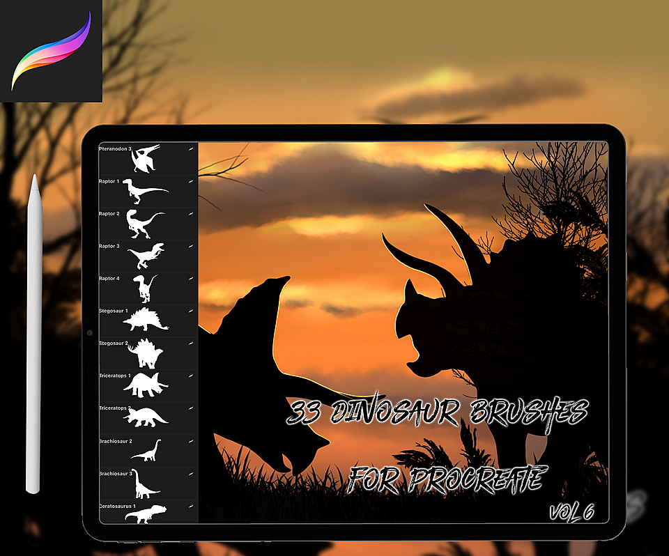 33 Dinosaur Brushes for Procreate Vol 6