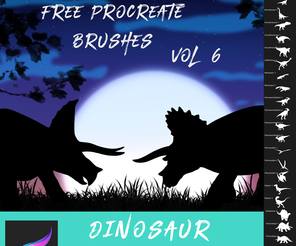 Free Dinosaur Brushes for Procreate Vol 6