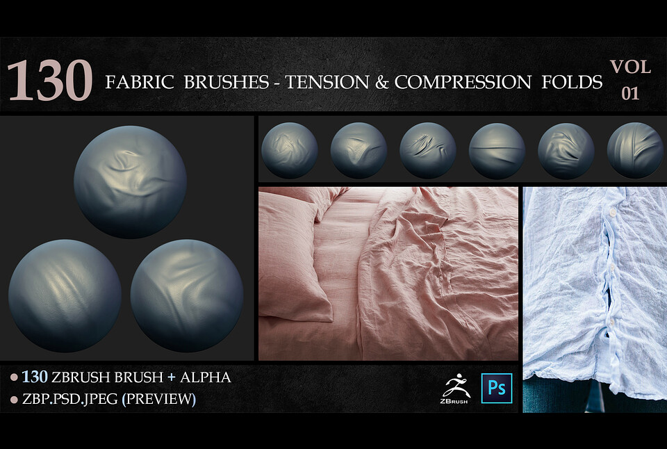 130 Fabric Brushes - Tension & Compression Folds