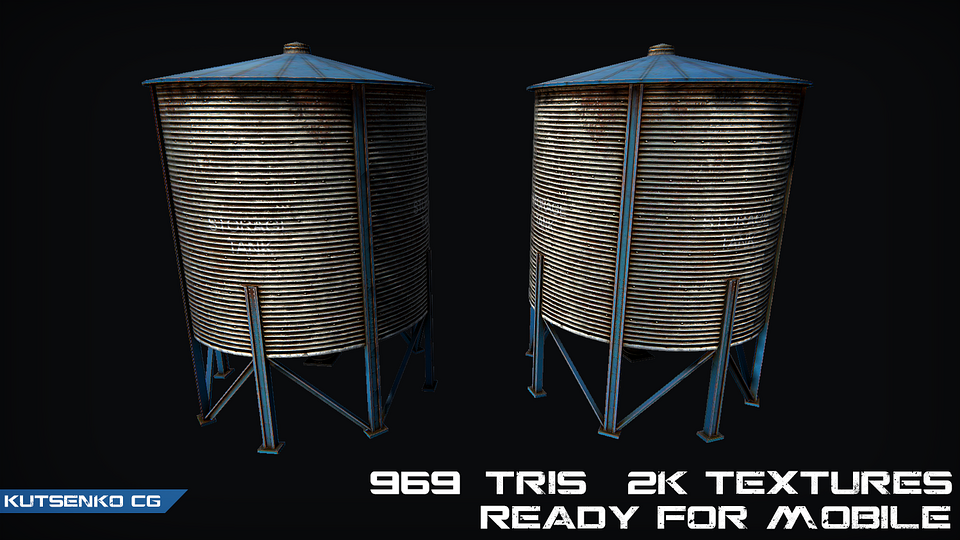 Storage Tank Industrial cylinder Low-poly 3D T02