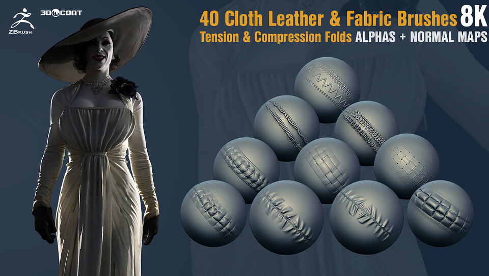 Cloth Leather & Fabric Alpha Brushes