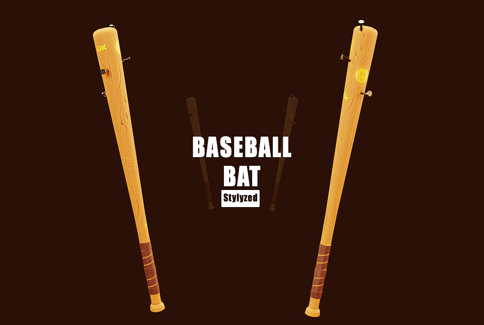 stylized basebal bat for games/animations
