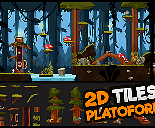 2D Forest Tileset Pack Toon Style