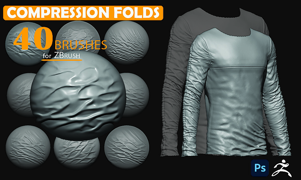 40 Brushes Fabric Compression Folds