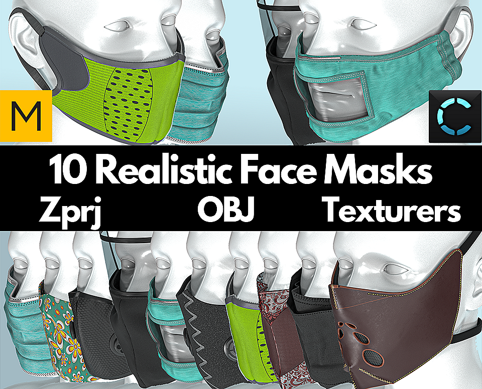 10 Realistic face mask (MD + Clo3d)