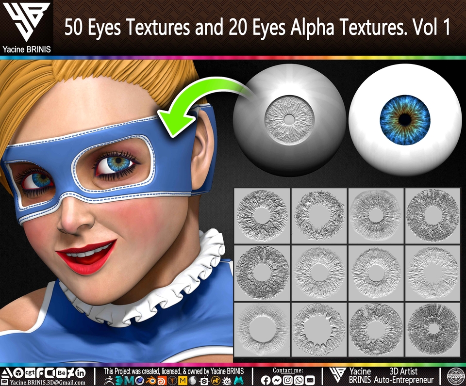 50 Eyes Textures and 20 Eyes Alpha Textures Volume 1