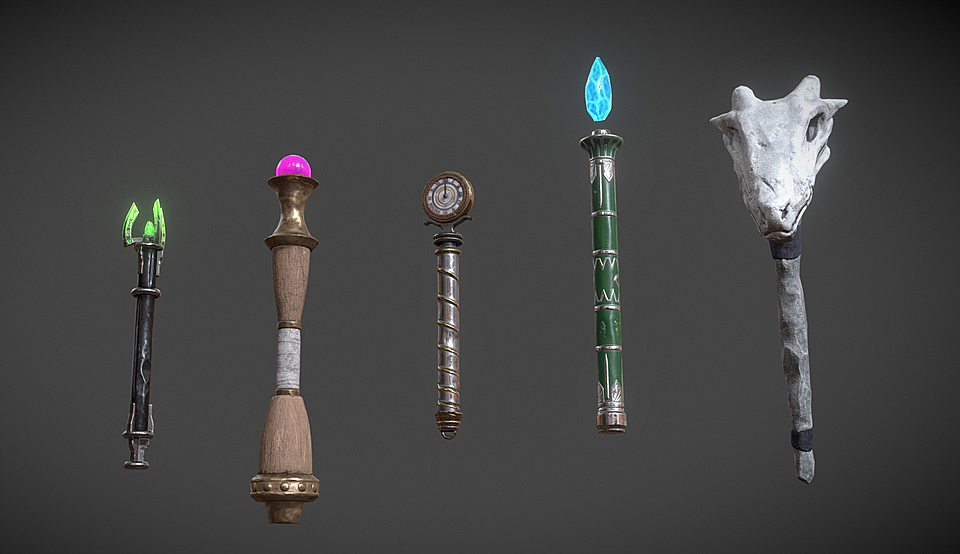 5 Fantasy Stylish Wand - PBR- Low Poly