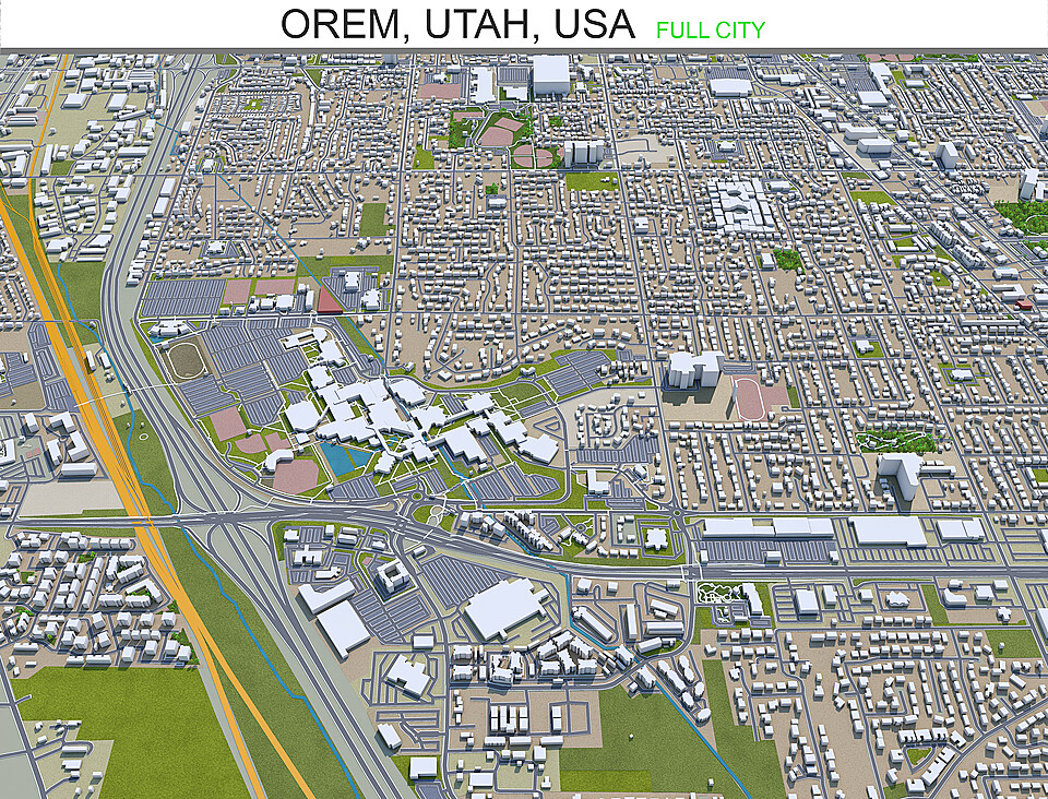 Orem city Utah USA 3d model 20km