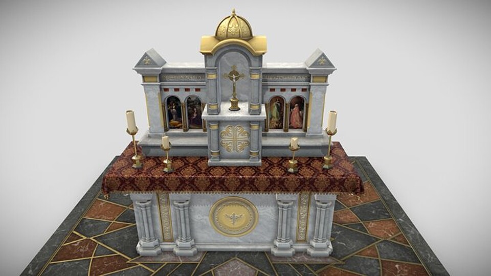 Altar shrine with Lord Jesus on the cross