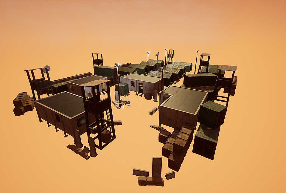 Modular military base with props