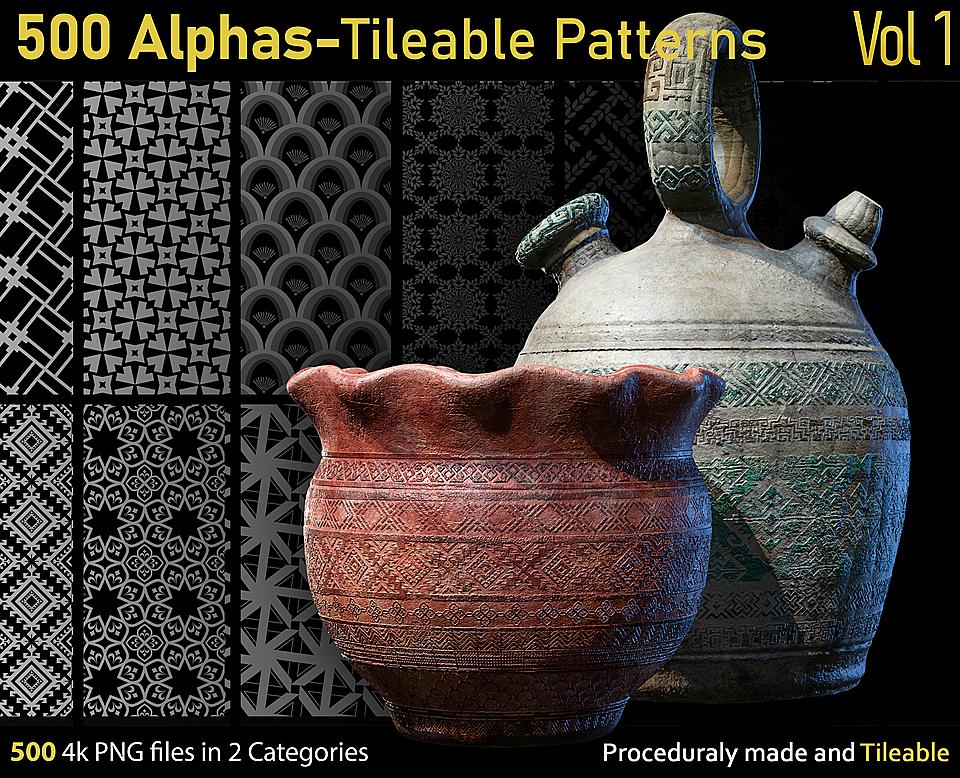 500 Alphas-Tileable Patterns