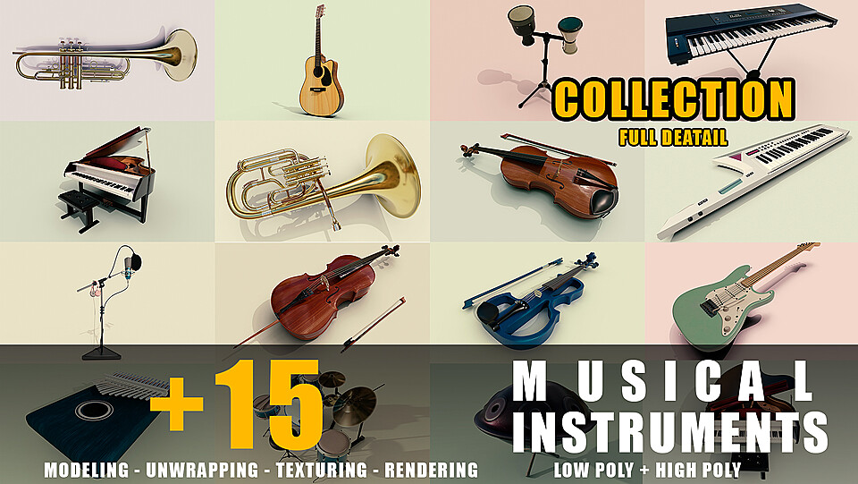 +15 musical instruments collection full detail