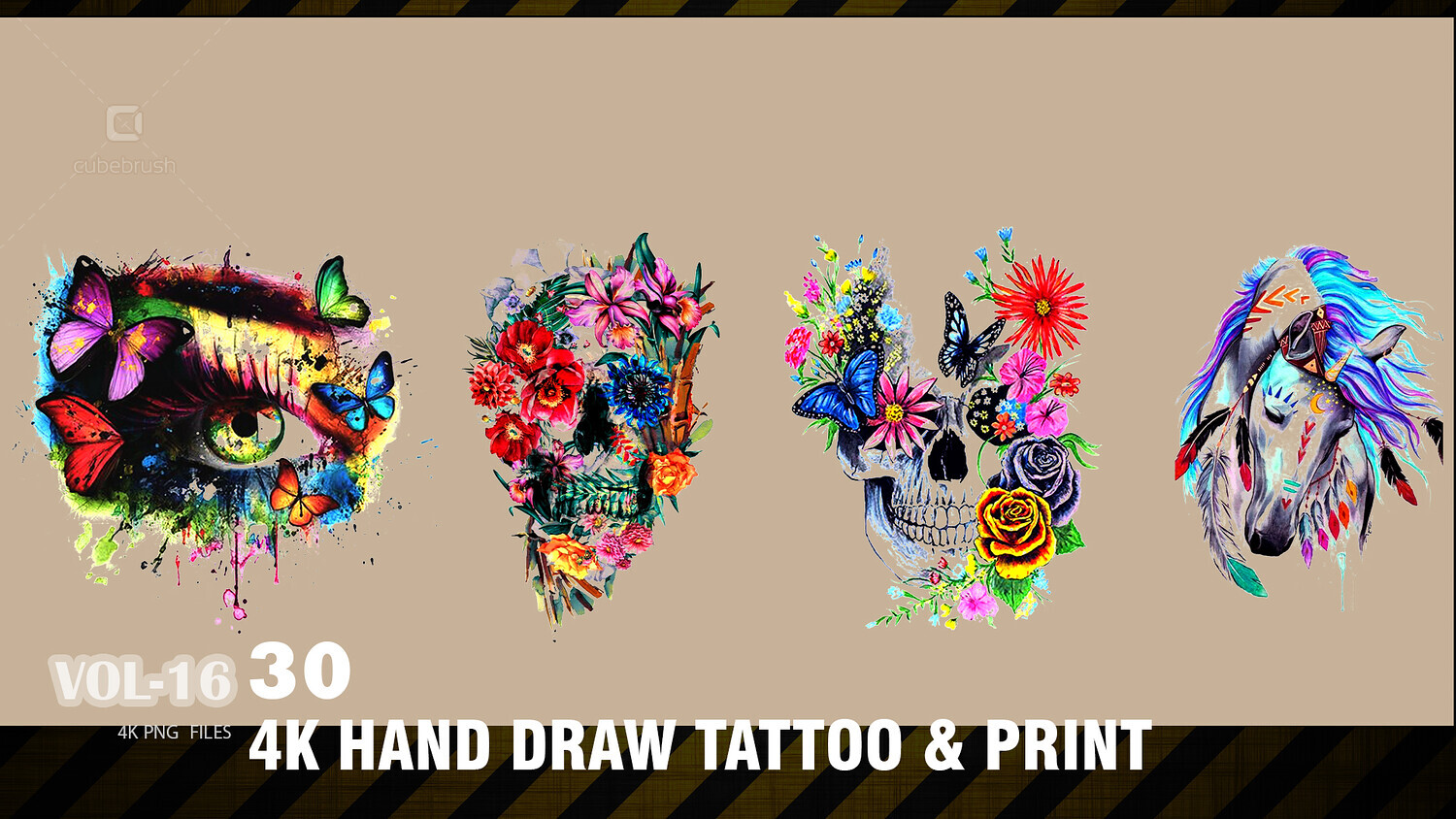 30 4K HAND DRAW TATTOO AND PRINT ARTS