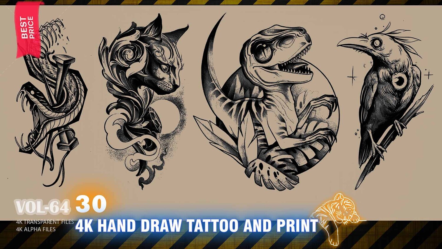 30 4K HAND DRAW TATTOO AND PRINT