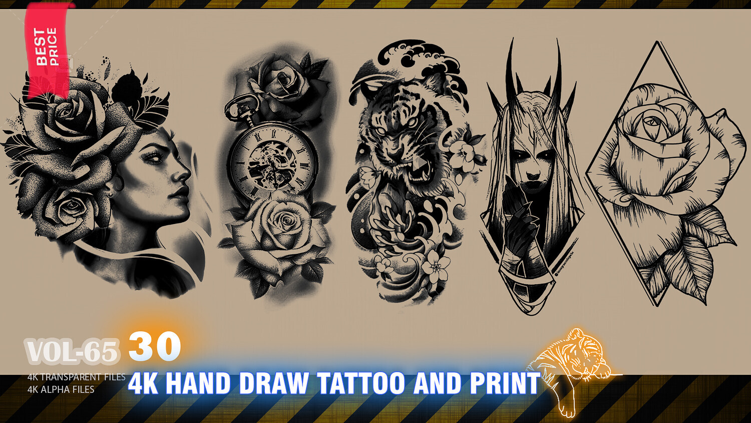 30 4K HAND DRAW TATTOO AND PRINT