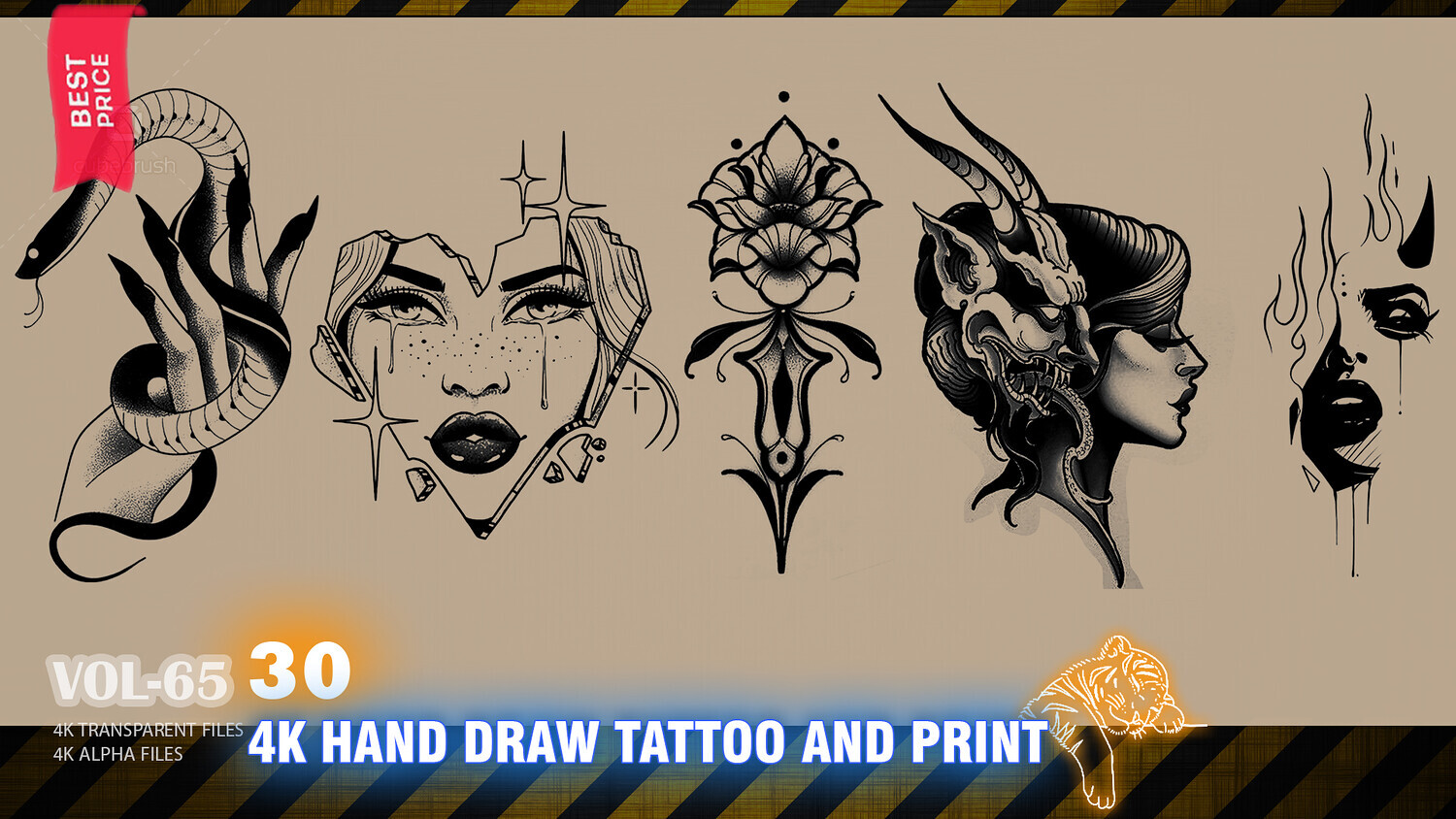 30 4K HAND DRAW TATTOO AND PRINT