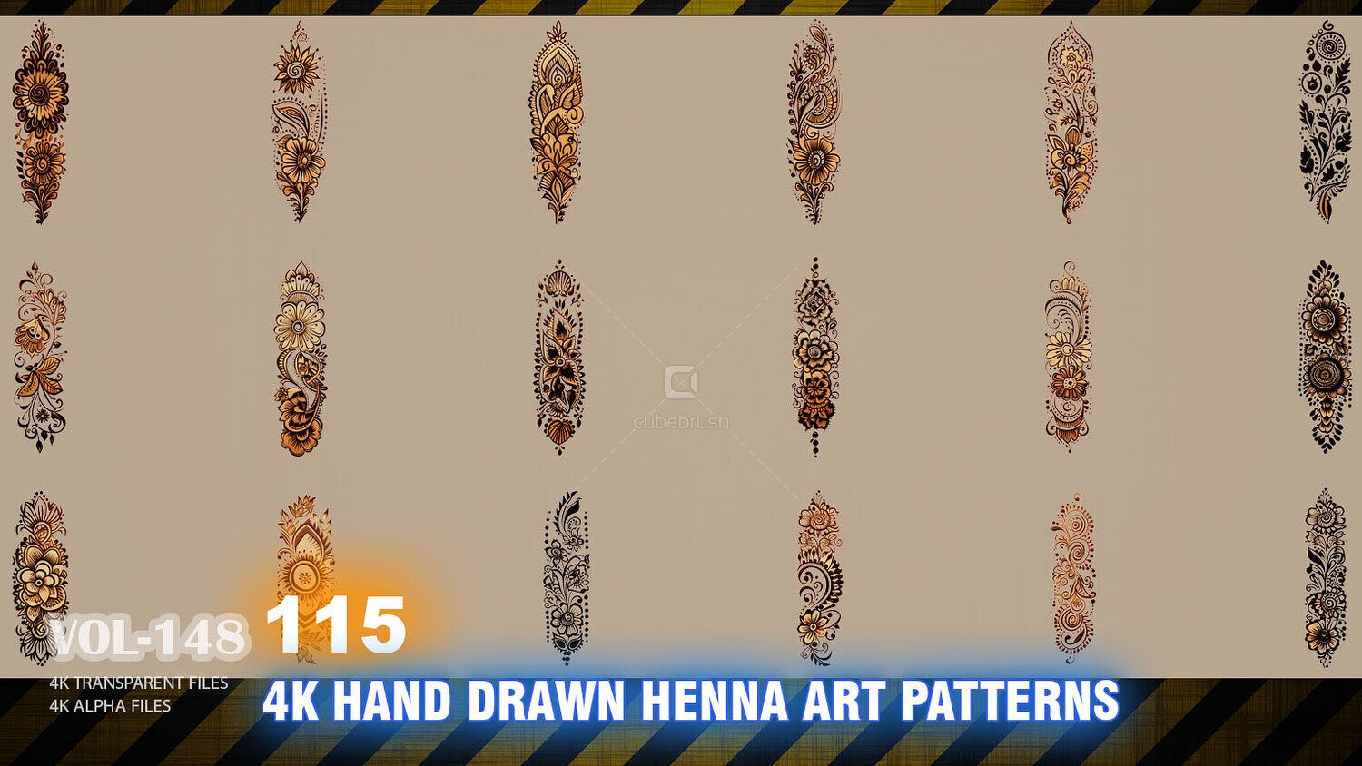 115 4K HAND DRAWN HENNA ART PATTERNS