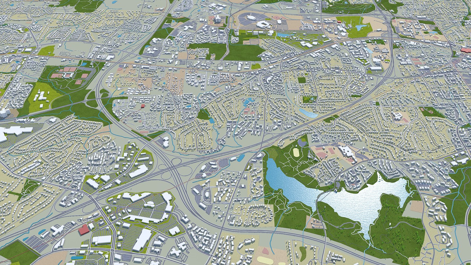 Raleigh city North Carolina USA 3d model 60km