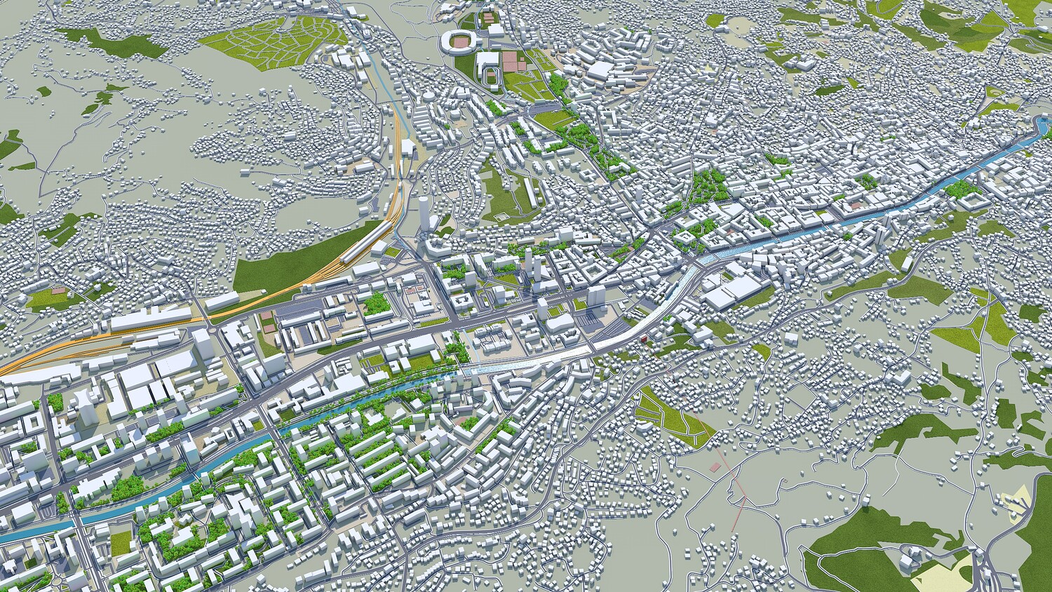 Sarajevo city Bosnia and Herzegovina 3d model 40km