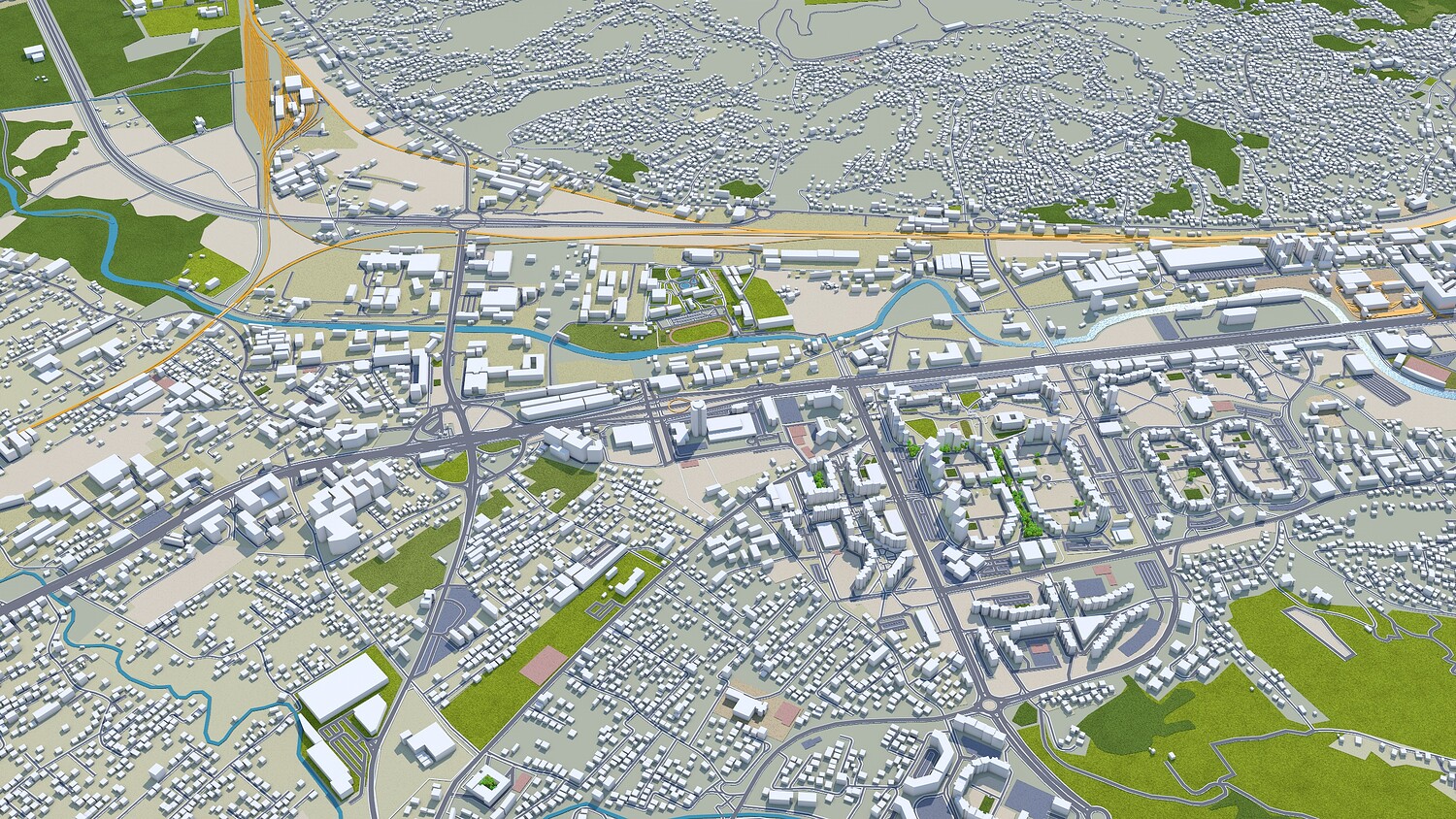 Sarajevo city Bosnia and Herzegovina 3d model 40km
