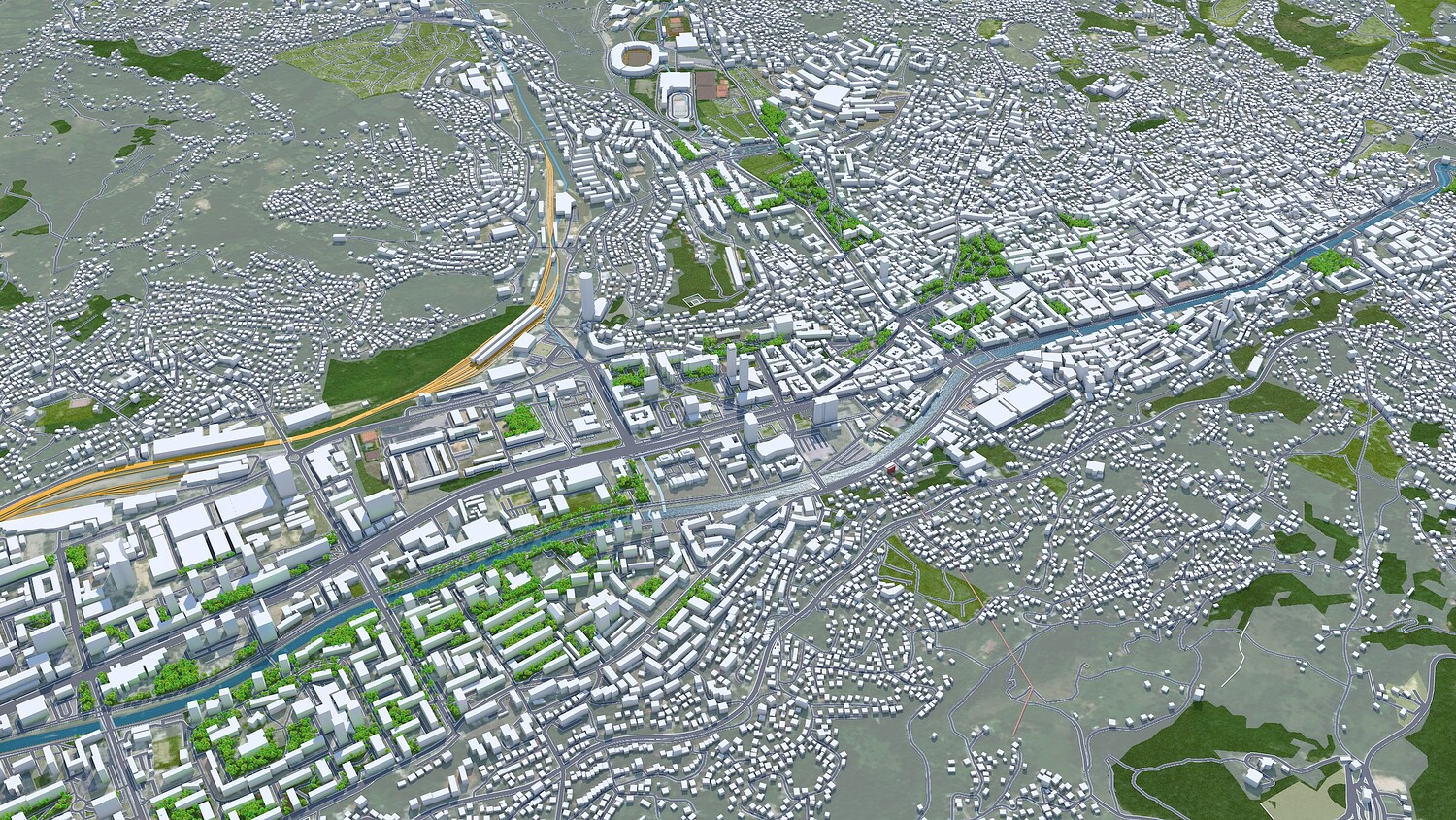 Sarajevo city Bosnia and Herzegovina 3d model 40km