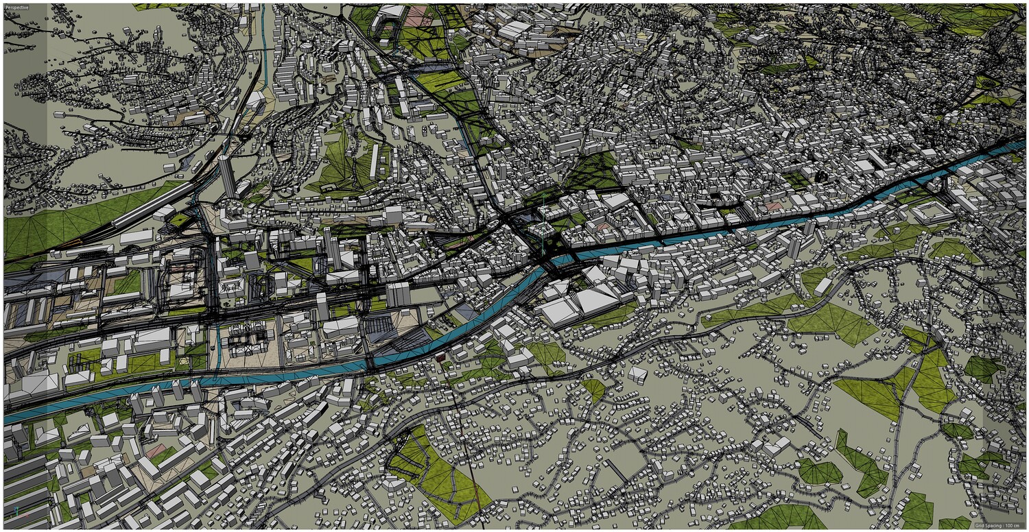 Sarajevo city Bosnia and Herzegovina 3d model 40km