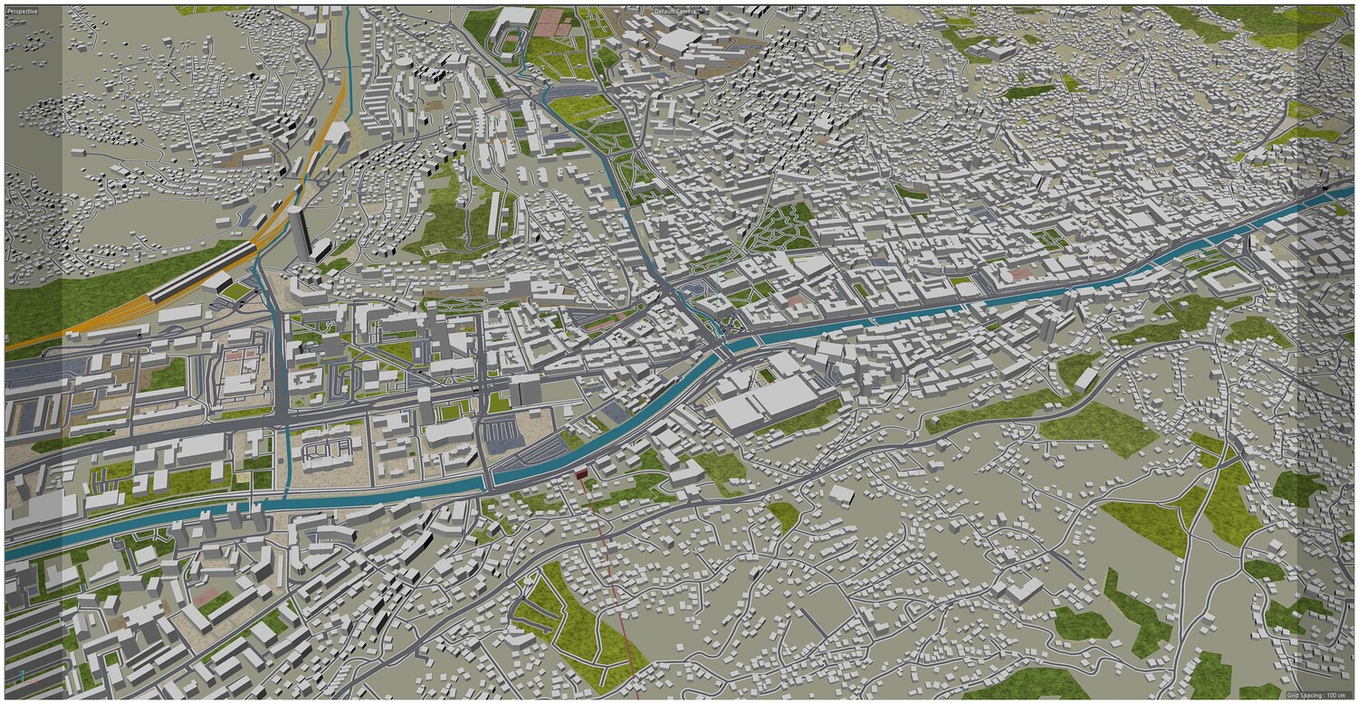 Sarajevo city Bosnia and Herzegovina 3d model 40km