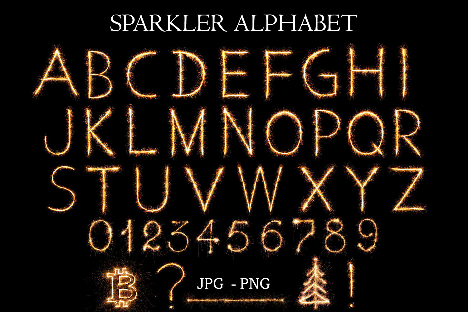 Sparklers alphabet photo overlays, spark letter glowing