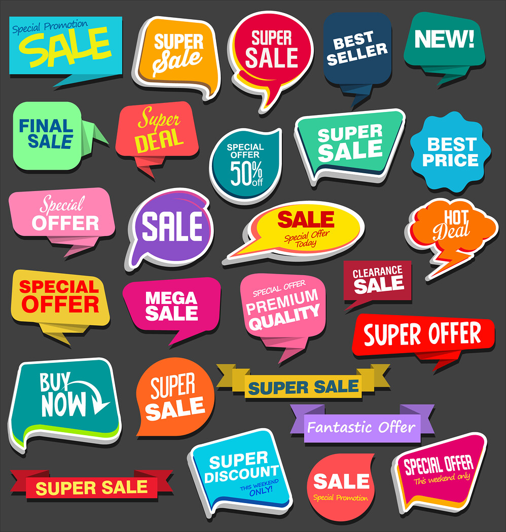 Sale Stickers, Tags Colorful, Collection Discount, Sale Promotion ...