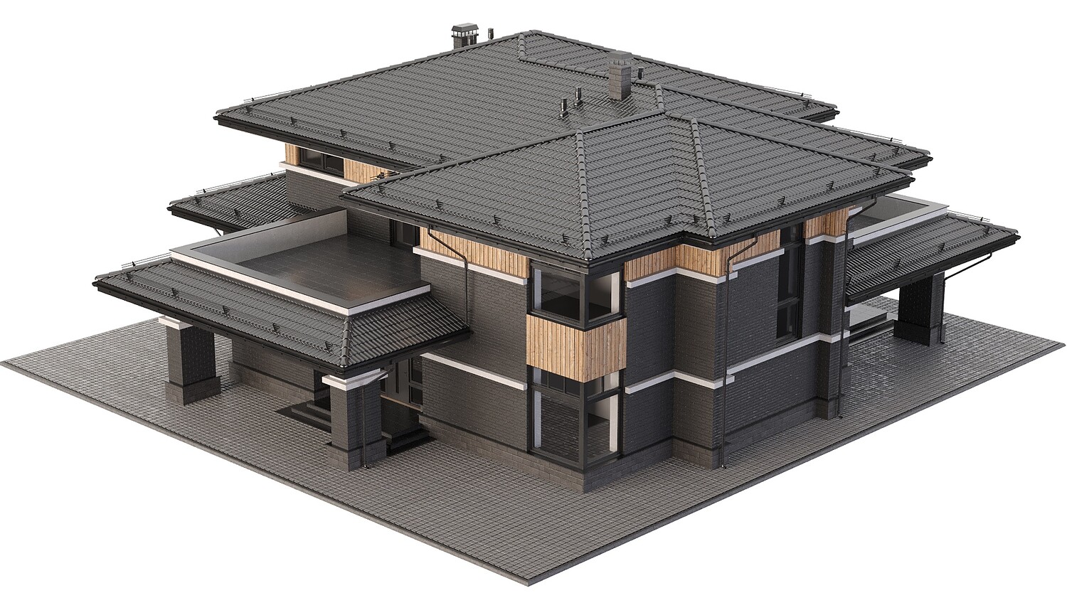 Two-storey cottage with metal roofing