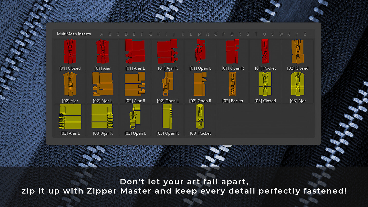 Zipper Master – A ZBrush & Blender Tool for Creating Realistic Zippers ...