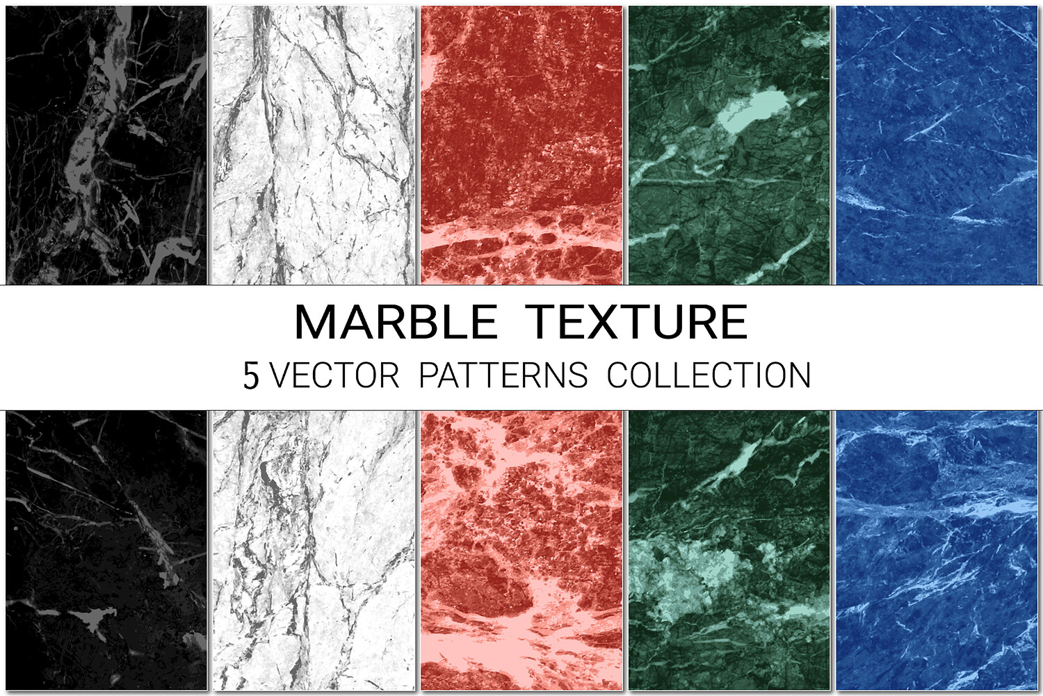 5 Elegant Marble Texture Patterns, Decorative Stone, Luxury Stone, EPS File
