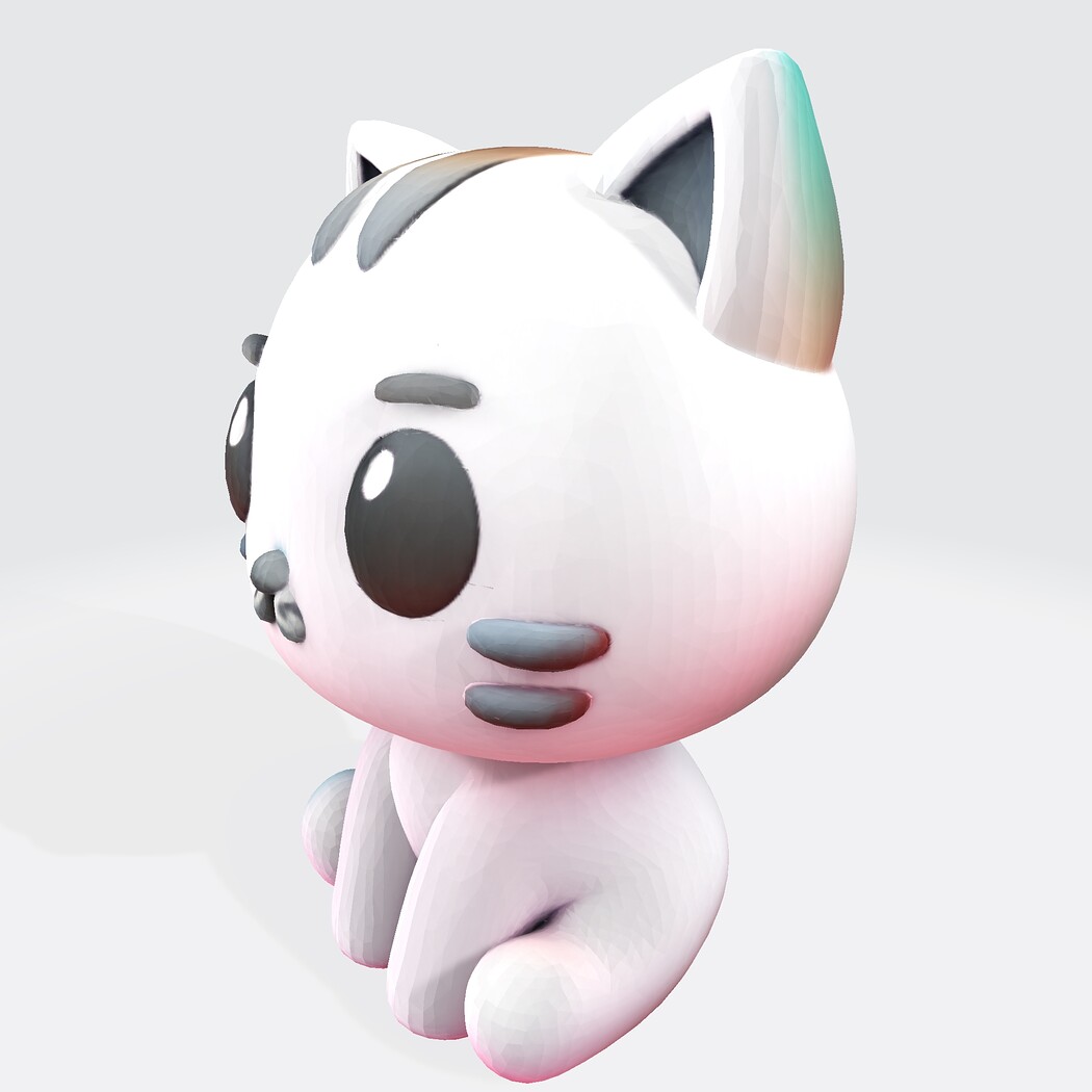 Cute Cat 3D Model Optimized for 3D Print Digital