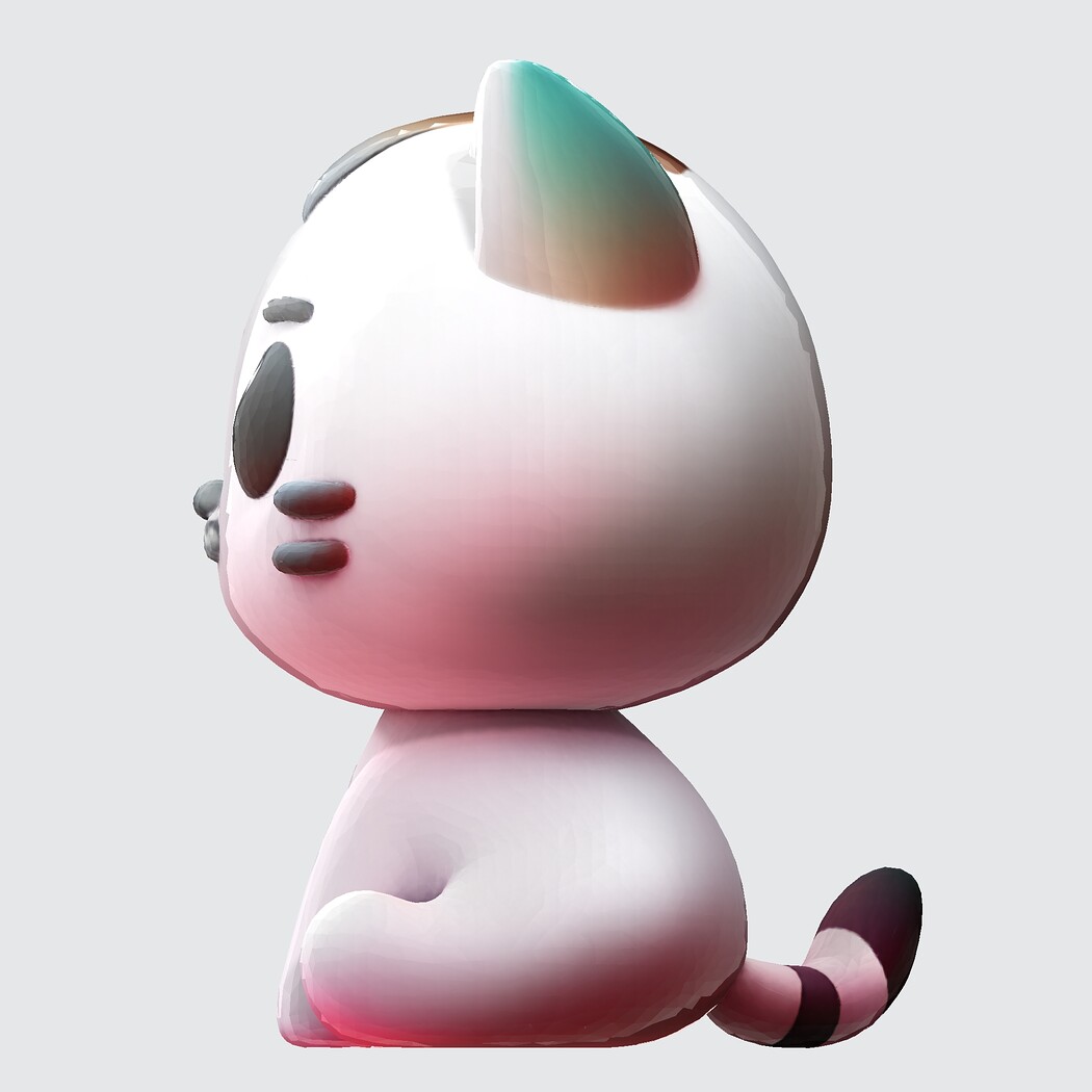 Cute Cat 3D Model Optimized for 3D Print Digital