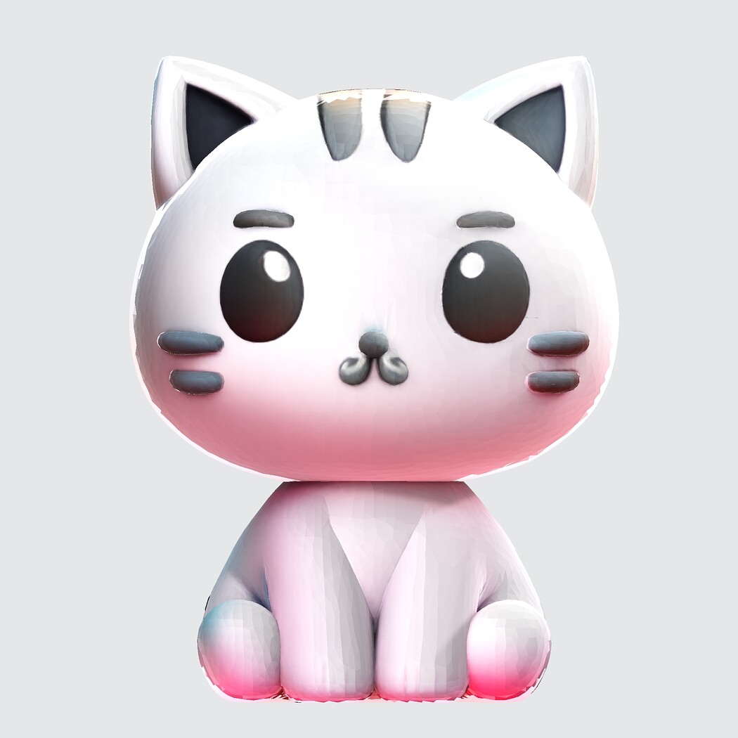 Cute Cat 3D Model Optimized for 3D Print Digital